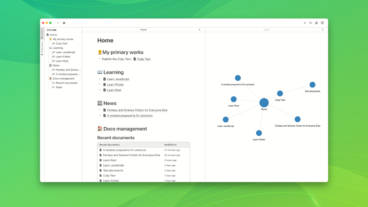 CubyText is a Fast Cross-Platform Open-Source Knowledge Management App in Development