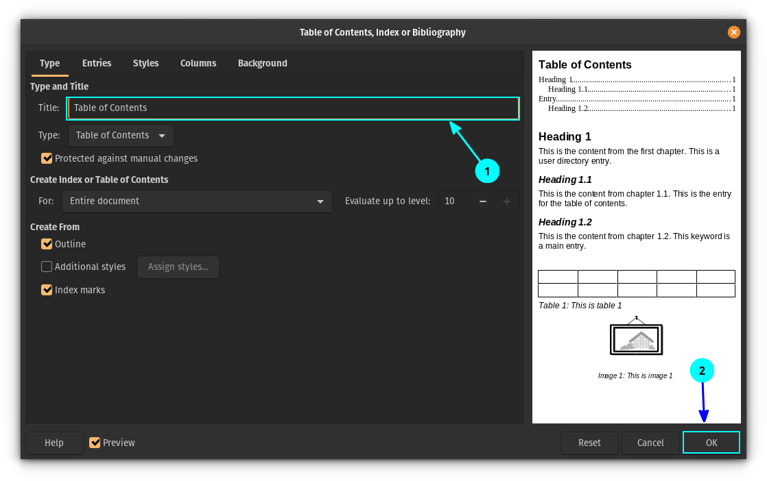 Create Table Of Contents And Figures In LibreOffice