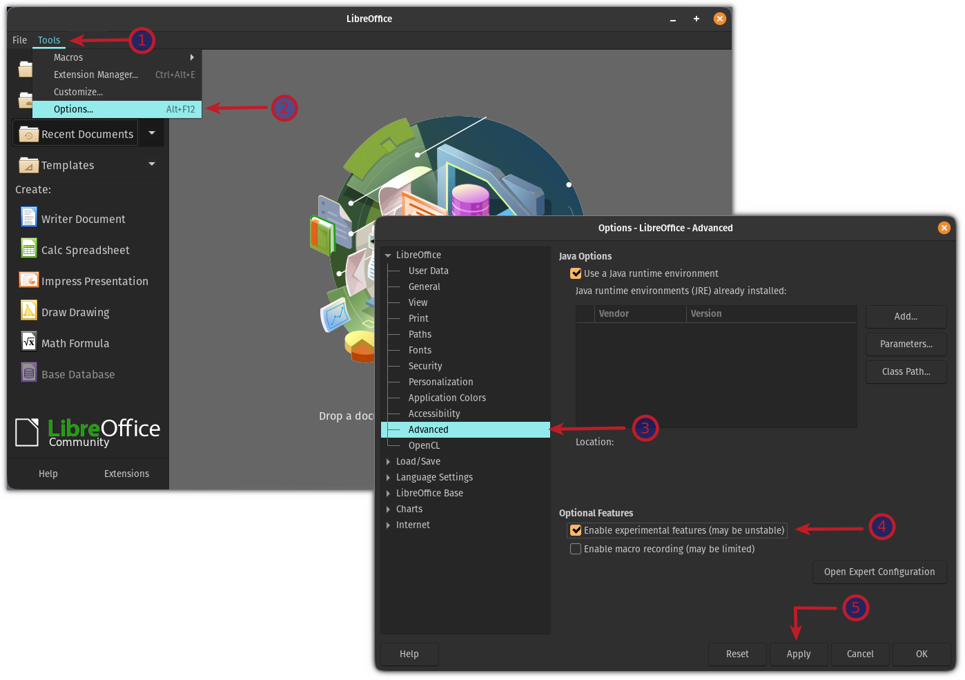 Enable Tabbed Ribbon Interface in LibreOffice