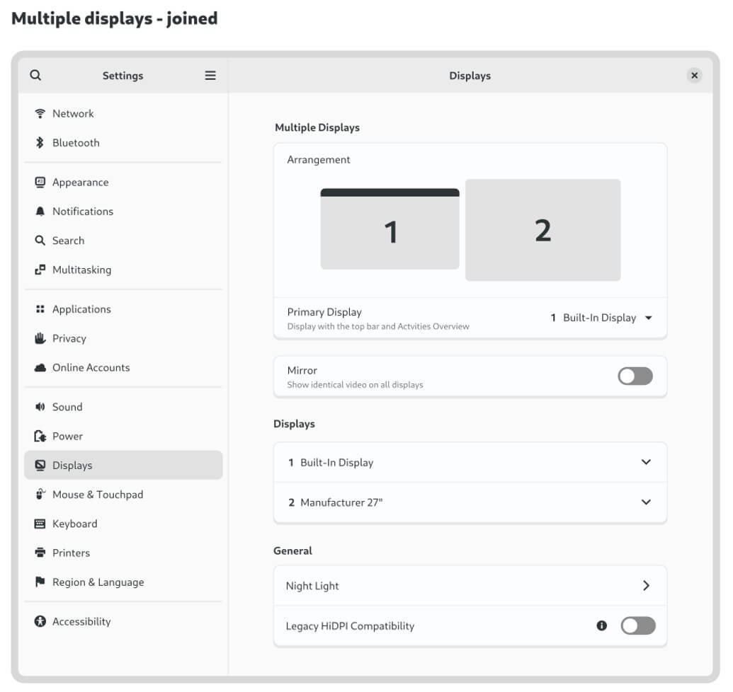GNOME 45 to Redesign Display Options and Fractional Scaling Tweaks