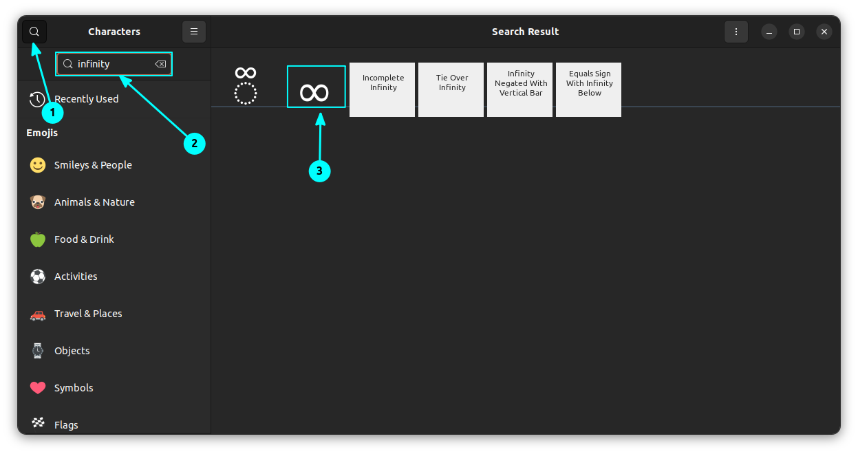 Type Infinity Symbol ∞ in Ubuntu and Other Linux