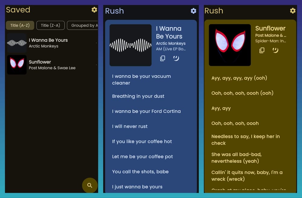 Rush is a Nifty Android App to Look Up Song Lyrics like Spotify