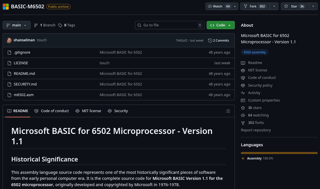 Rebooting the 70s: Microsoft’s 6502 BASIC Code Goes Open Source