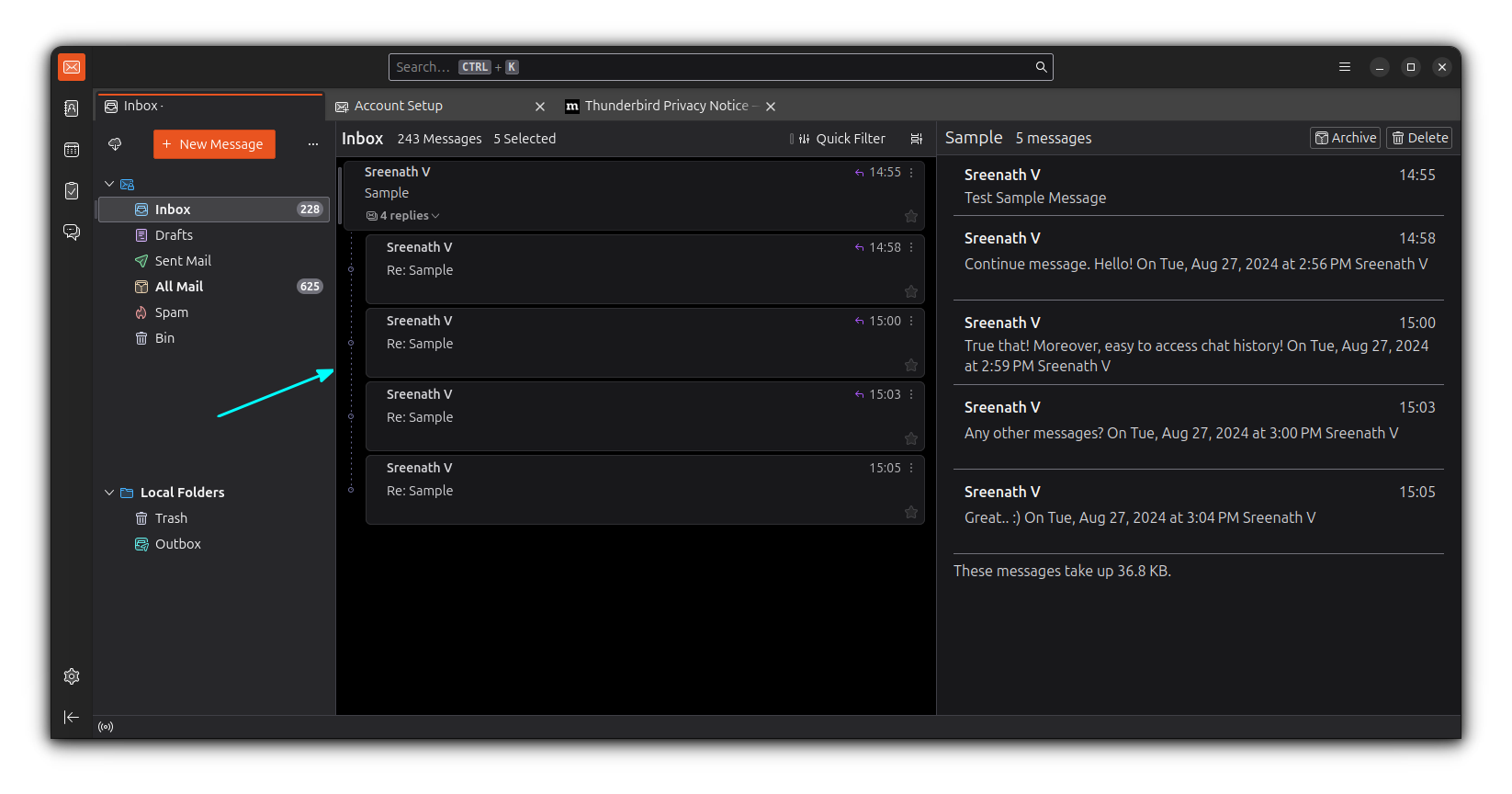 Enable and Disable Message Threads in Thunderbird