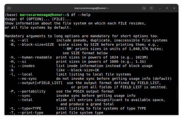 Comprender el espacio en disco mediante el comando df en Linux