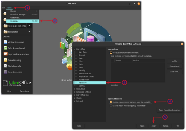 Enable Tabbed Ribbon Interface in LibreOffice