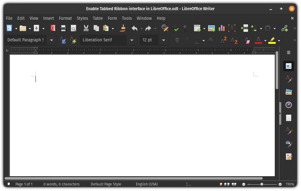 Enable Tabbed Ribbon Interface in LibreOffice