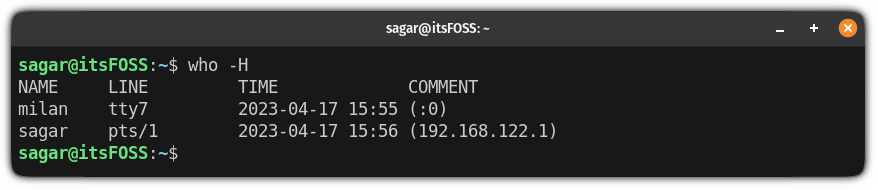 Show Logged in Users on Linux