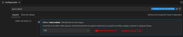 Identación Automática de Código en Visual Studio Code