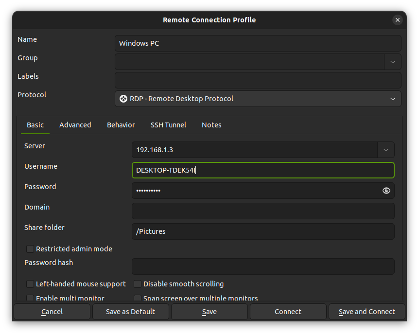 Using Remote Desktop Tool Remmina on Ubuntu