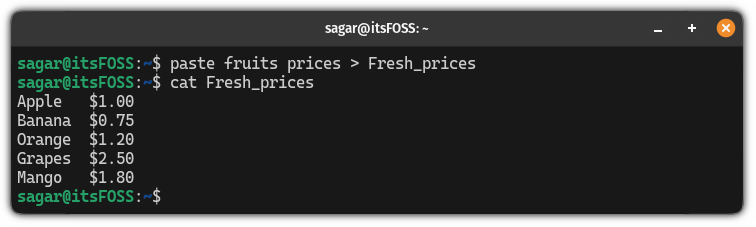 Paste Command Examples