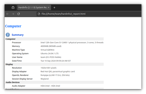 Check Hardware Info on Linux Graphically With Hardinfo