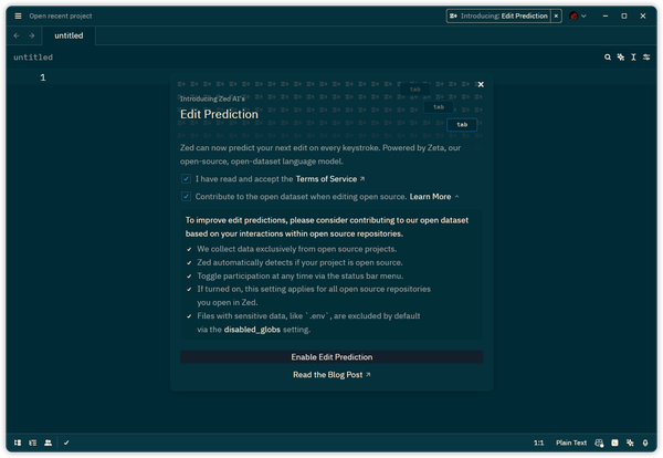 AI-Powered Edit Predictions Have Shown Up On Zed