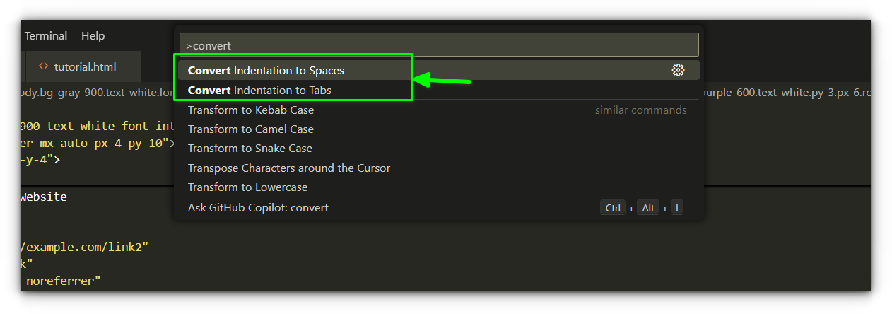 Changing Indentation in VS Code