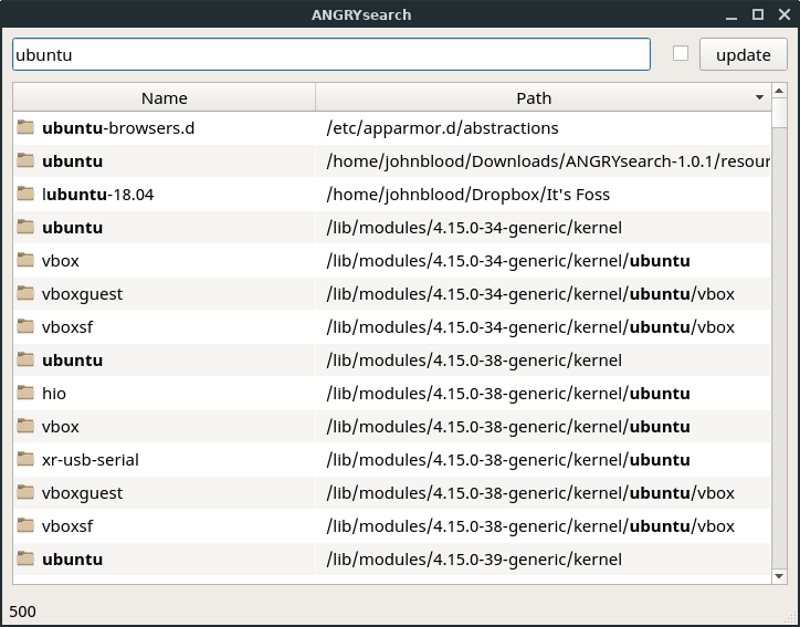 ANGRYsearch - Quick Search GUI Tool for Linux
