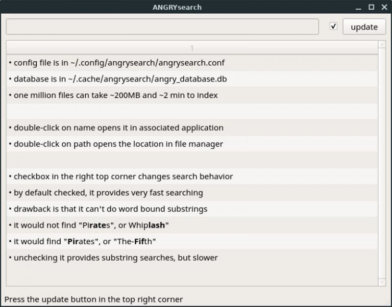ANGRYsearch - Quick Search GUI Tool for Linux