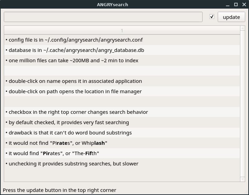 ANGRYsearch - Quick Search GUI Tool for Linux