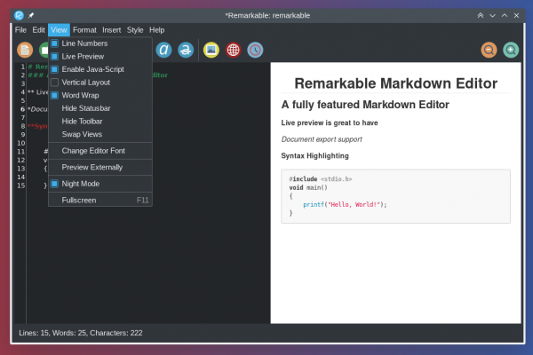 Remarkable: A Tiny Github Flavored Markdown Editor For Linux