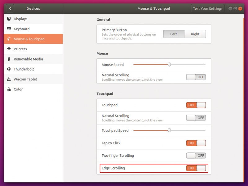 Enable Two Finger Scroll or Edge Scroll on Ubuntu
