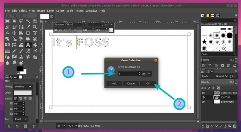How to Add Border Around Text in GIMP