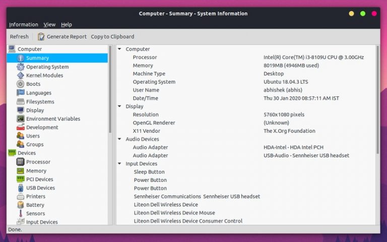 Check Hardware Information on Linux Graphically With Hardinfo