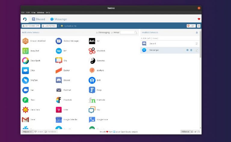 Rambox is an All-in-one Messenger for Linux