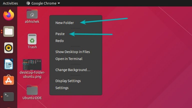 Using Files and Folders on Desktop Screen in Ubuntu