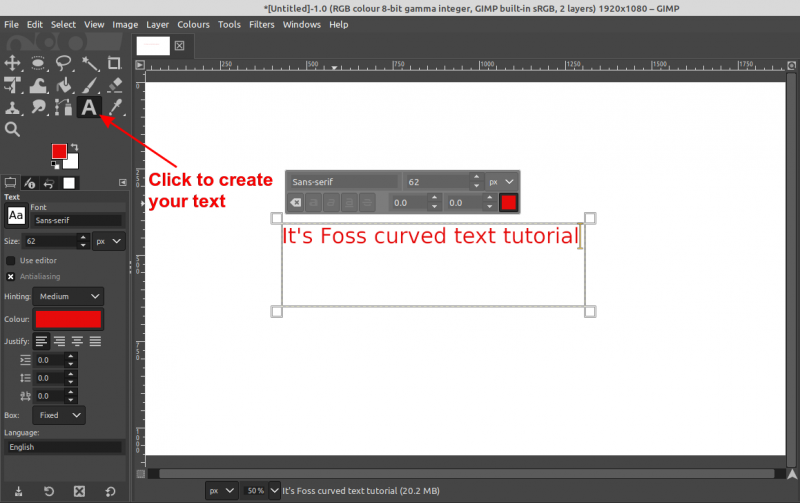 How To Create Curve Text In Gimp In 5 Simple Steps Gimp Beginners Tutorial