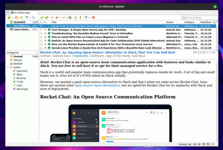QuiteRSS: A Free Open-Source RSS Reader for Linux Desktop
