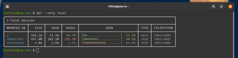 Check Your Disk Usage Using Duf Terminal Tool Friendly Alternative To Du And Df Commands 8850