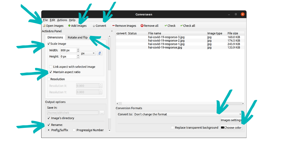 Converseen for Batch Processing Images on Linux