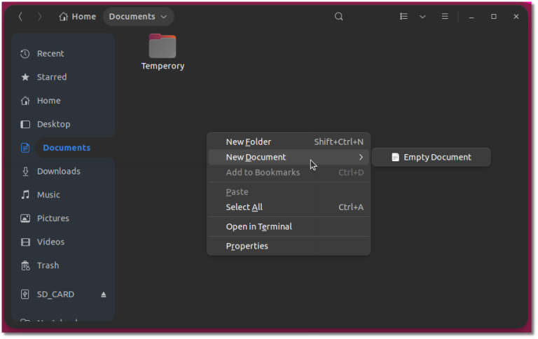 Add ‘New Document’ Option in Right-Click Menu in Ubuntu