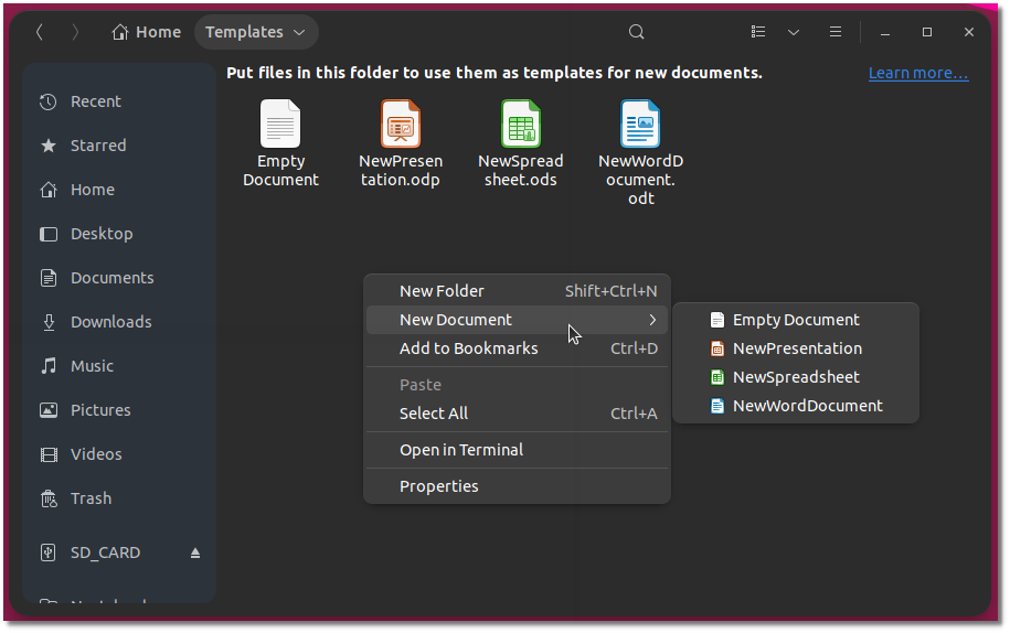 Add ‘New Document’ Option in Right-Click Menu in Ubuntu