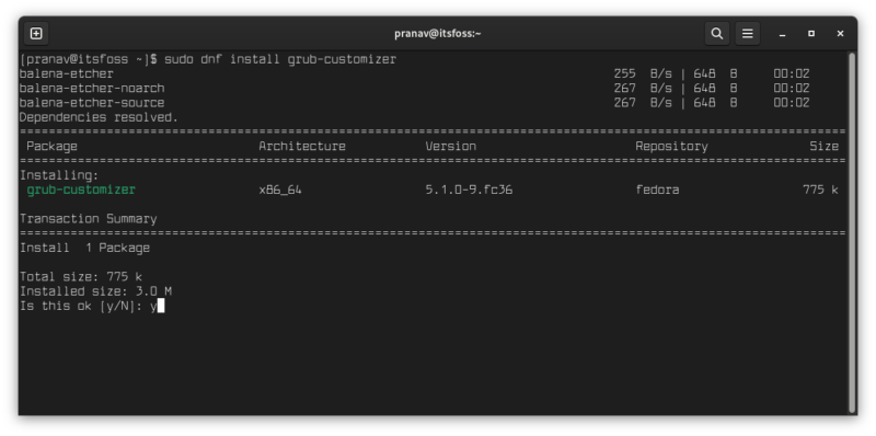 Install And Use Grub Customizer In Fedora Linux 5359