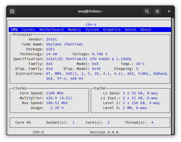 CPU X An Alternative To CPU Z For Linux