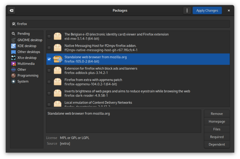 GUI Apps for Package Management in Arch Linux